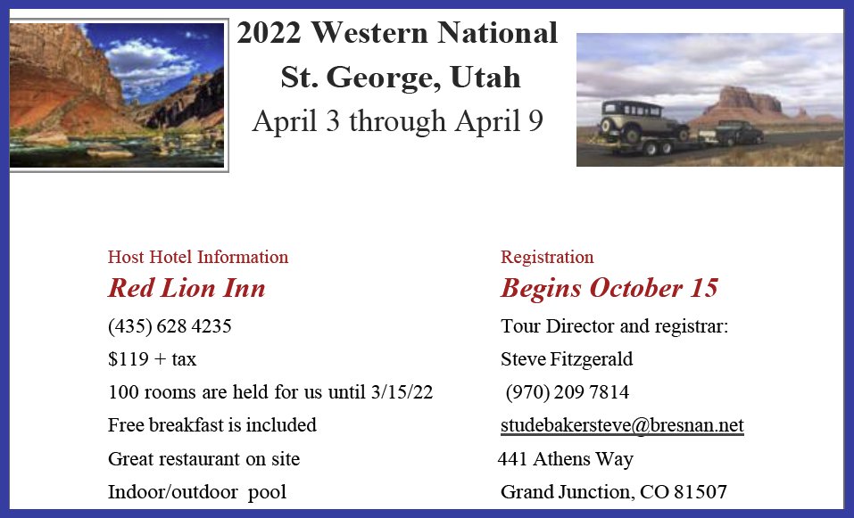 VMCCA National and Local Tours for 2022 and 2023